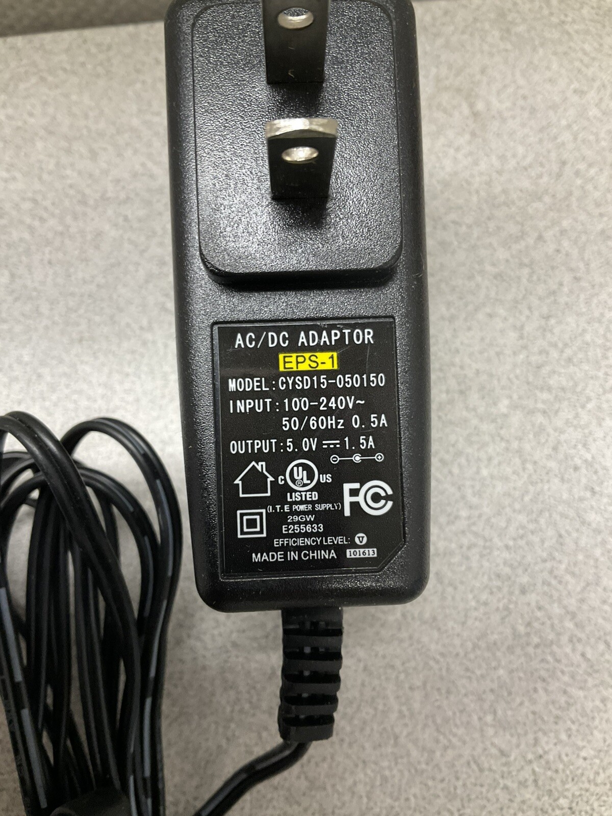 Ac Dc Power Adapter EPS-1 CYSD15-050150 100-240V .5A 50/60HZ 5V 1.5A | eBay