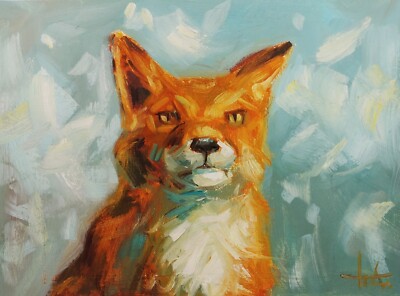 Original Oil Painting Portrait of Red Fox 6 x 8 inches Wildlife ...