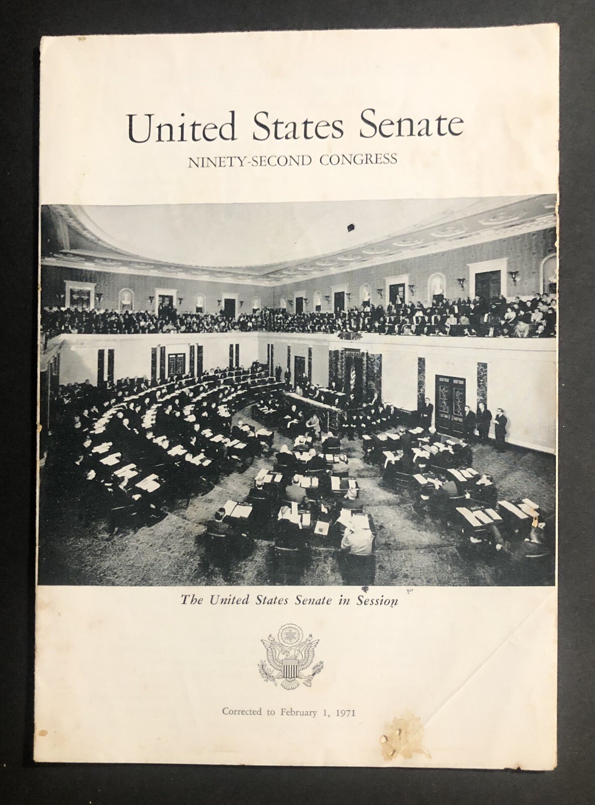 February 1, 1971 United States Senate 92nd Congress Booklet Vintage | eBay