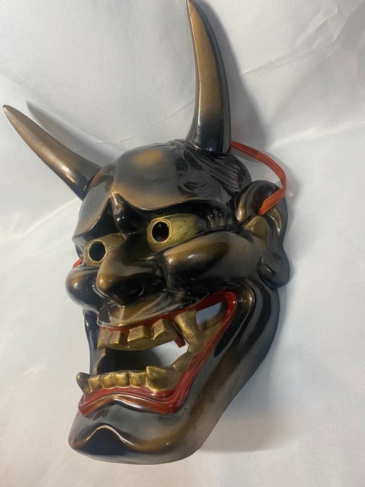 Noh Mask Demon Oni Japanese Theatre Mask Handcrafted Decorative Accent ...