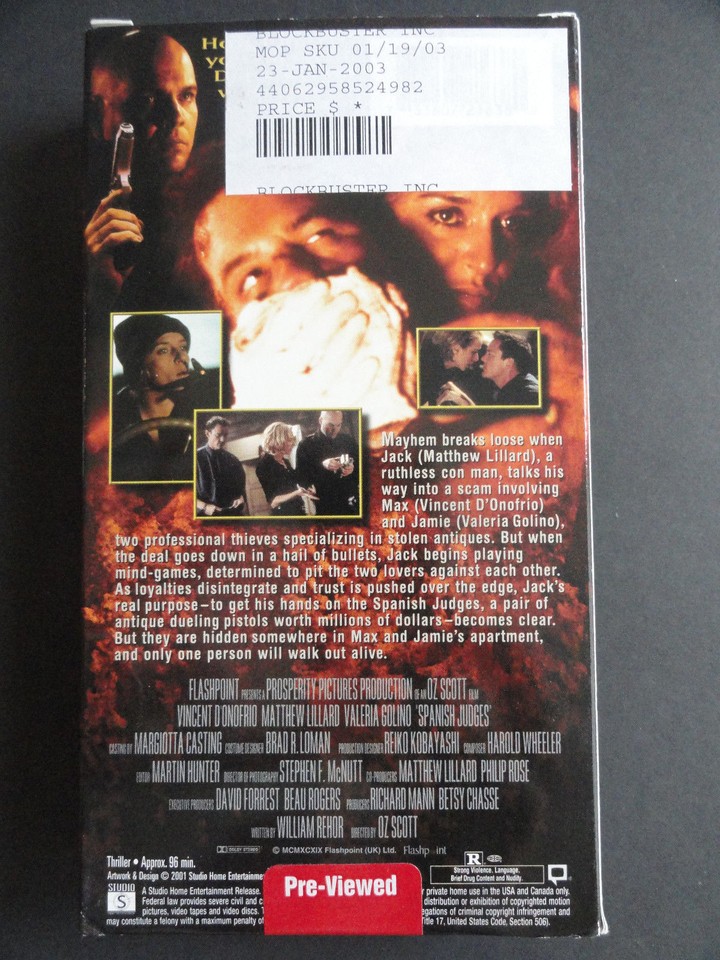 Spanish Judges 2001 VHS sexy Valeria Golino Matthew Lillard Vincent D ...