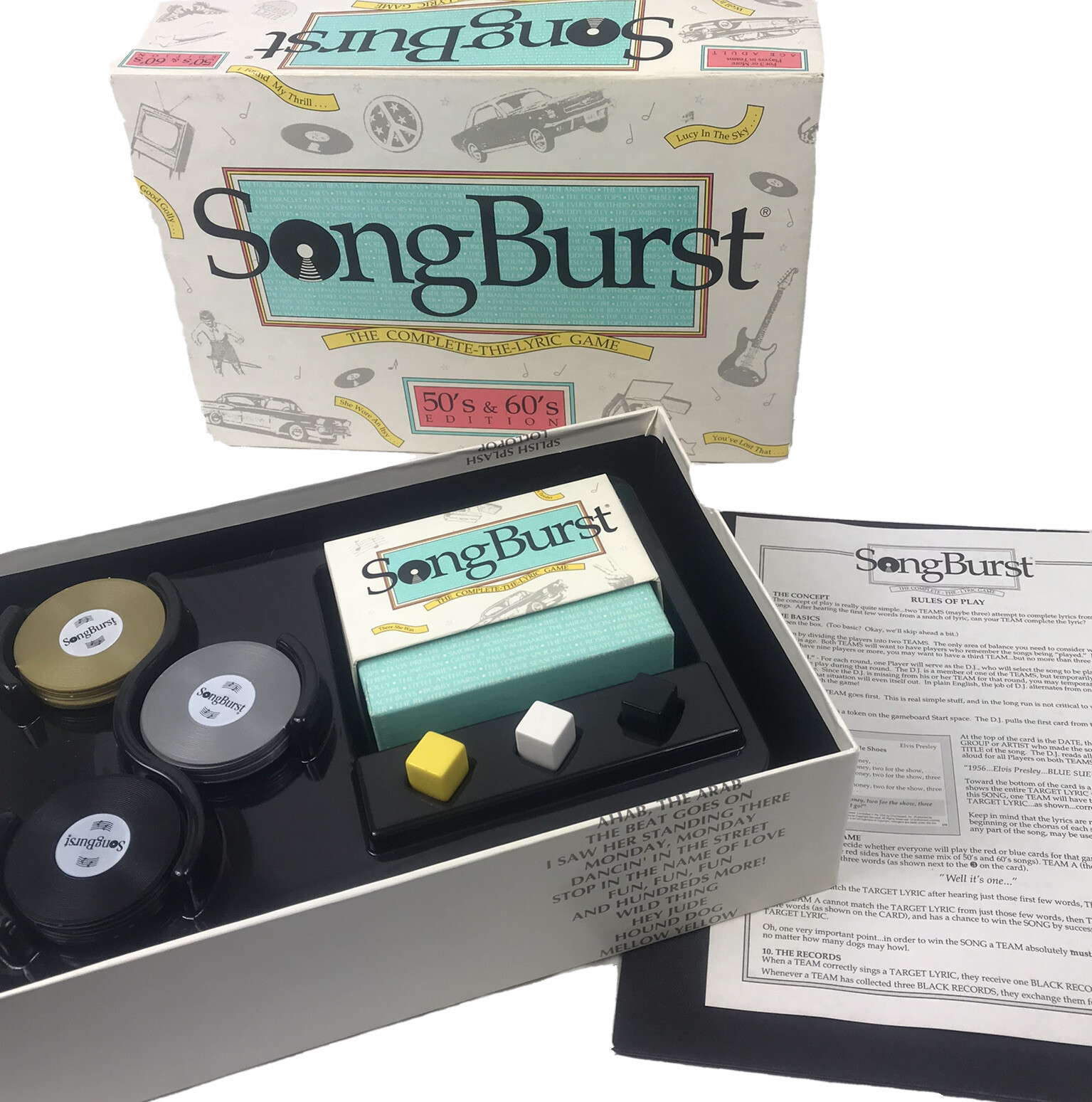 Vintage SongBurst Board Game 50's & 60's Edition Music Lyrics 1990 ...