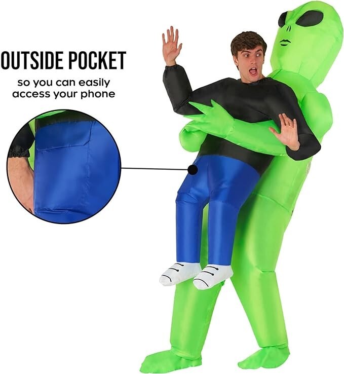 Alien Inflatable Pick Me Up Costume Adult Scary Blow Up Suit Halloween ...