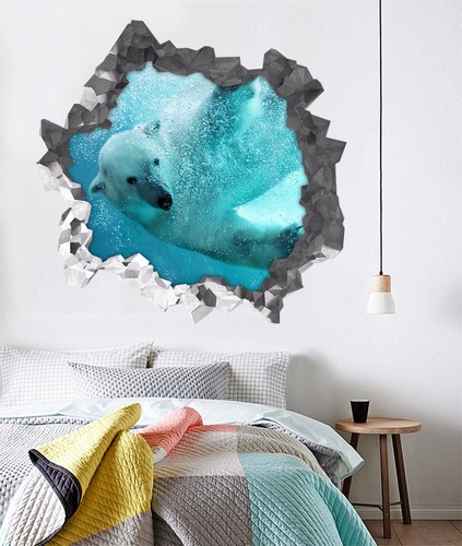 3D Polar Bear 64 Wall Murals Stickers Decal breakthrough AJ WALLPAPER ...