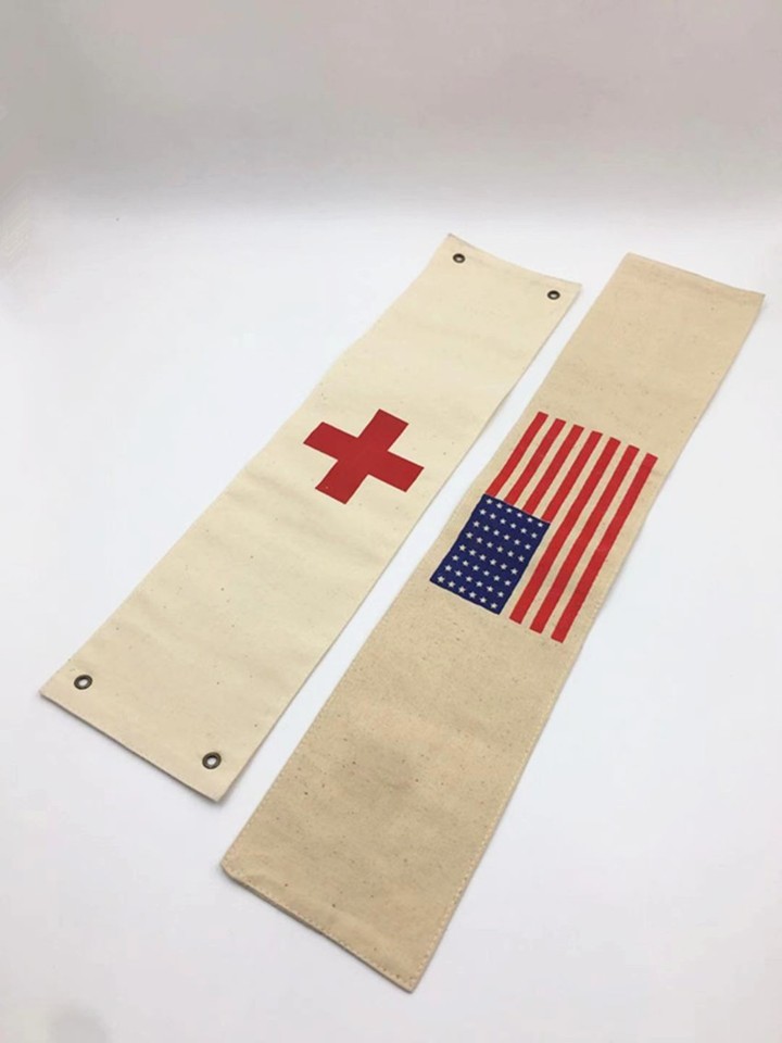2PCS WWII US PARATROOPER FLAG ARM BAND & MEDIC MEDICAL RED CROSS SLEEVE ...