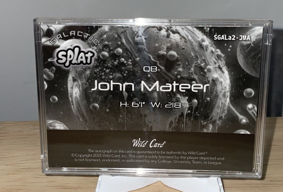 John Mateer 1/1 AUTO Galactic Splat Holo 2025 Wild Card Splat Oklahoma ...