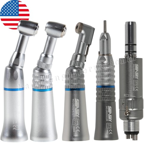 Dental Contra Angle Straight Handpiece Air Motor 4 Holes Low Speed Fit ...