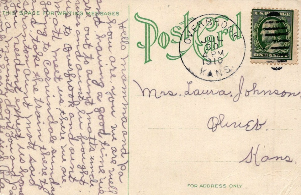 Carnegie Library College Topeka Kansas Posted Vintage Divided Back Post ...