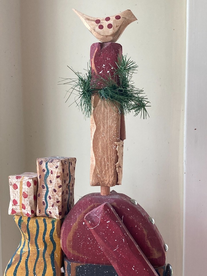 LARGE PAT MOORE FOLK ART 2002 HANDCARVED WOOD CHRISTMAS SANTA FIGURE | eBay