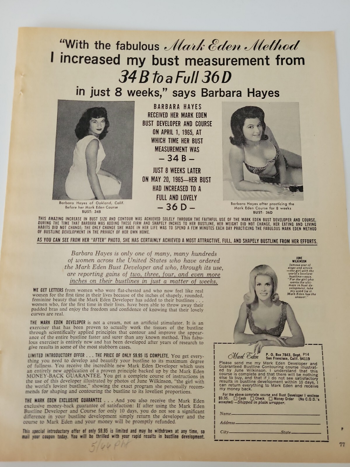 1966 Mark Eden bust development increase size Barbara Hayes ad | eBay