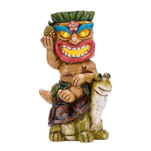 Tiki Garden Statues for Outdoor Decor, Tiki & Turtle Decor with Solar ...