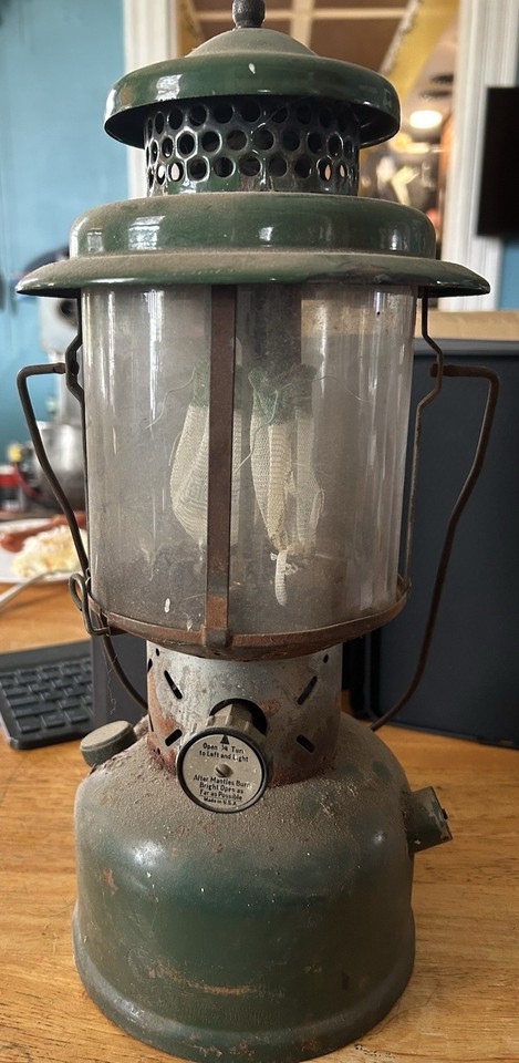 Vintage Coleman Double Mantle Lantern Green Camp Lantern USA Barn Find ...