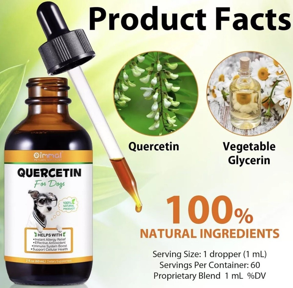 Quercetin with Vitamin C for Dogs – 60 ML Allergy Relief & Immune ...