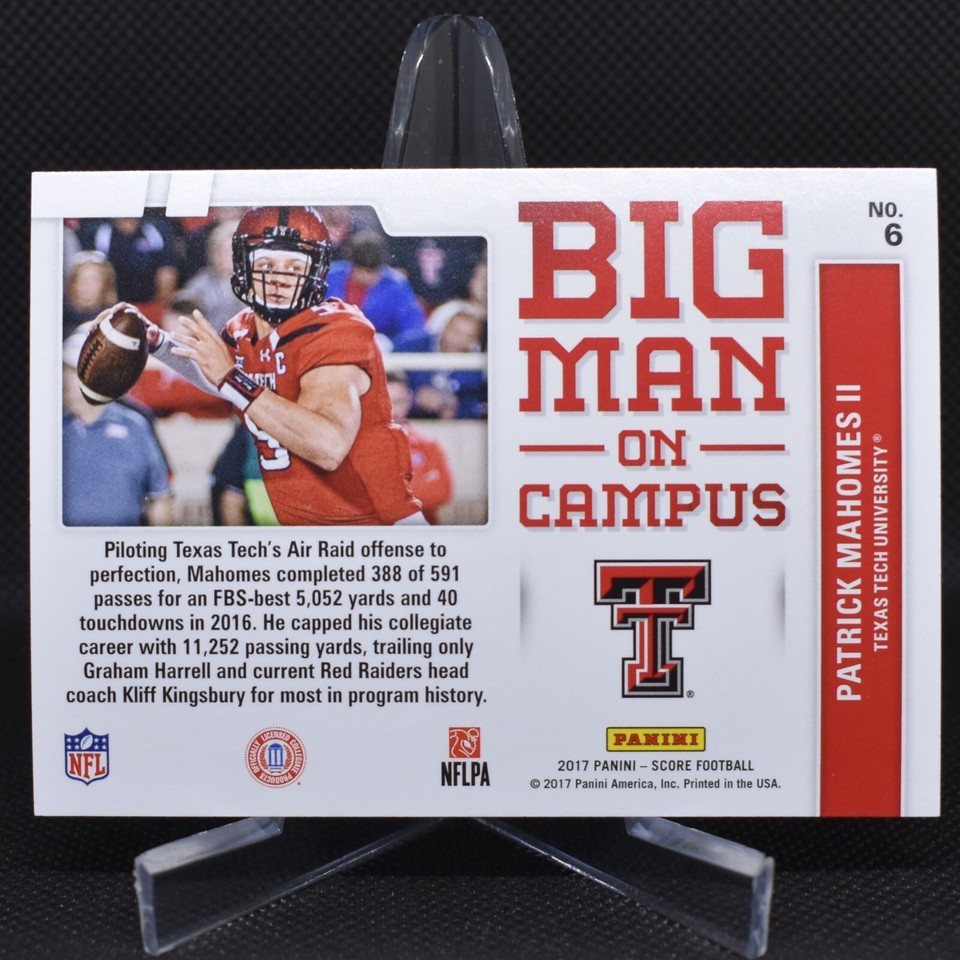 2017 Panini Score #6 Patrick Mahomes II * BIG MAN ON CAMPUS * TexasTech ...