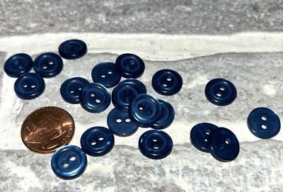 Vintage Lot of 20 Dark Royal Blue Buttons 2 hole Shimmer Glossy 1/2 ...
