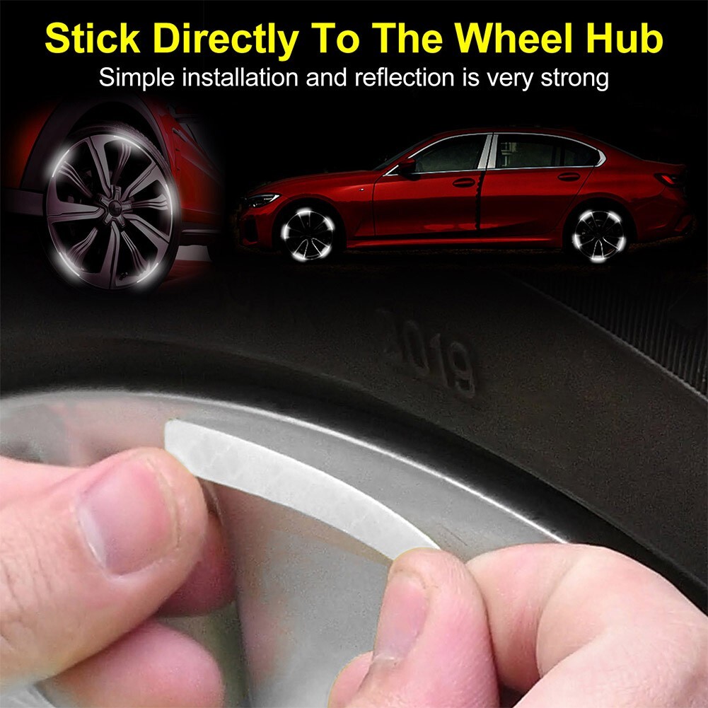 High Visibility Car Wheel Reflective Stickers Safety Warning Rim Decals ...