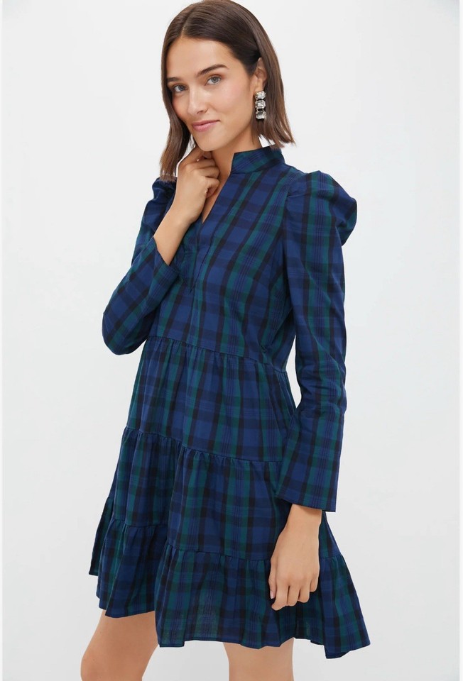 Sail to Sable Blackwatch Plaid Tiered Dress Size XL | eBay