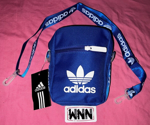 ADIDAS CROSS BODY Blue with White Badge & Logo V2 SMALL FESTIVAL BAG OZ ...