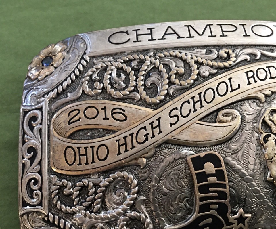True Vintage 2016 Ohio HS Rodeo Champion Team Roper Gist SS Trophy Belt ...