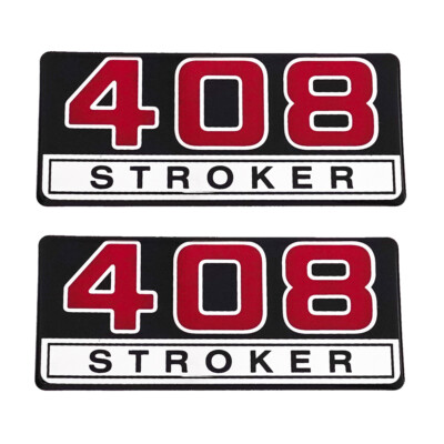 2X 408 STROKER Engine Emblem Badge Resin Logo Red & Chrome & Black | eBay