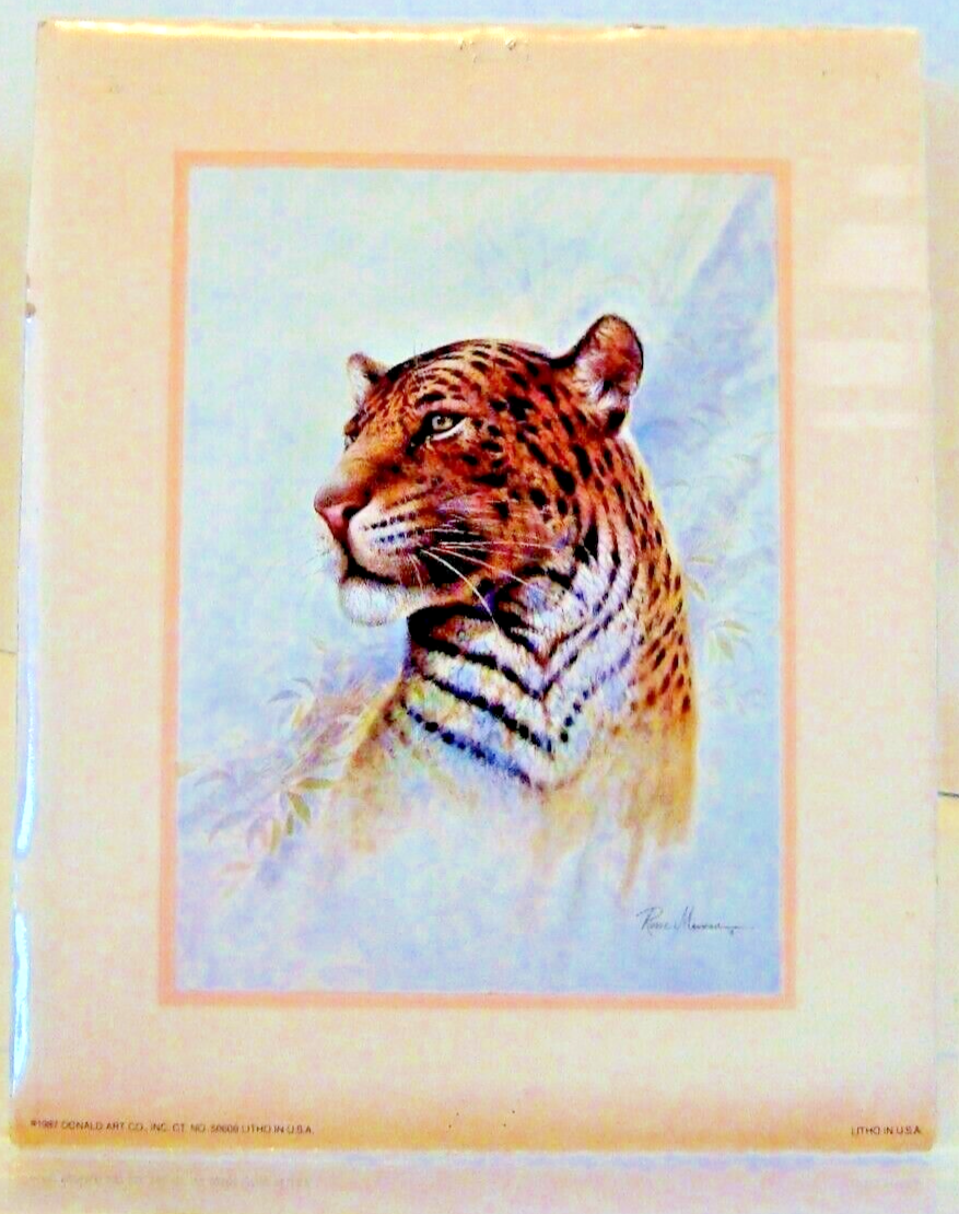 LEOPARD PICTURE LITHO PRINT BY Ruane Manning 8'' X 10'' 1987 NEW SEALED ...