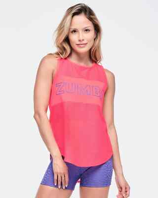 Zumba Funscape Mesh Tank Top - Pink Happy ~ XS S M L XL ~ Free Ship! | eBay