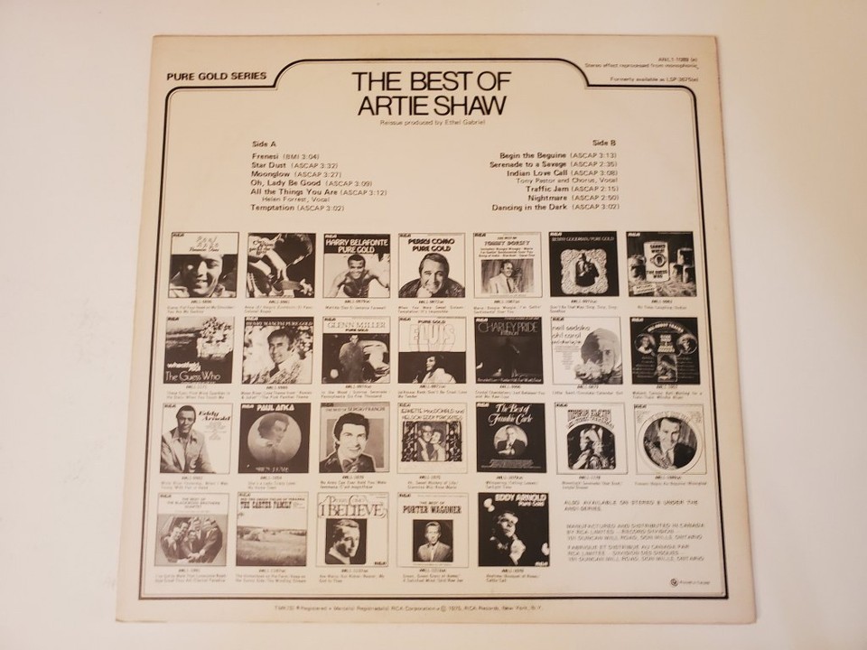 Artie Shaw And His Orchestra - The Best Of Artie Shaw (Vinyl Record Lp ...