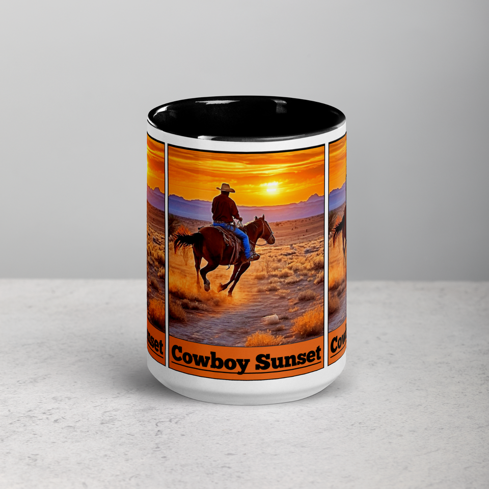 Cowboy "riding off into the sunset" NEW Country-Western Fan 15oz HQ ...