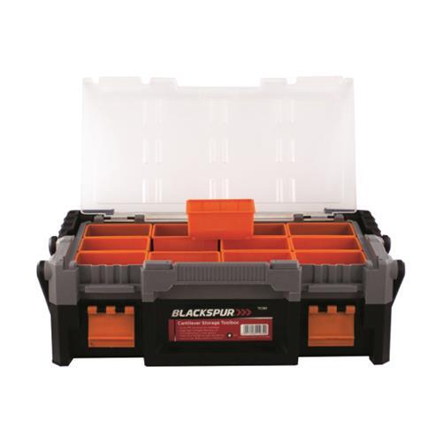 2 Tier 18'' Cantilever Tool Storage Box Organiser Carry Case Trays ...