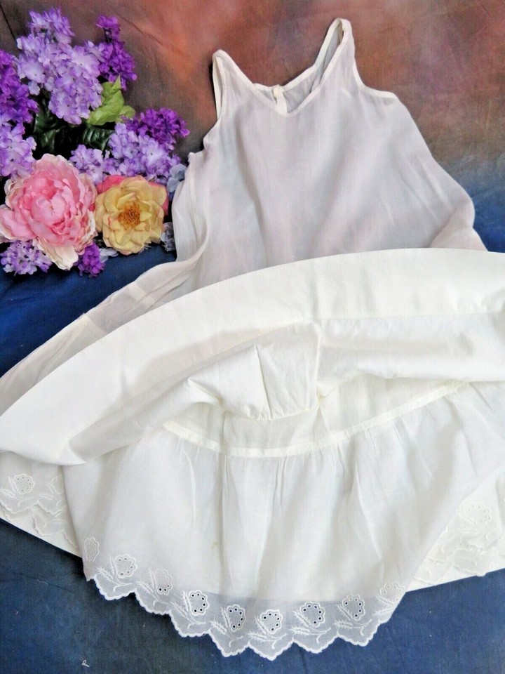 VINTAGE Original 1930 Art Deco FLAPPER dress SLIP Linen DOUBLE Ruffle ...