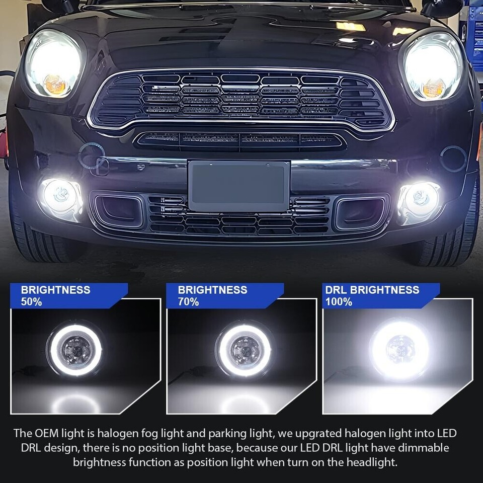 For Mini Cooper R55 R56 R57 R58 R59 R60 LED DRL Fog Lights Daytime ...
