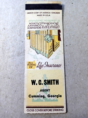 Vintage Matchbook: Gulf Life Insurance, W.C. Smith, Cumming, GA | eBay