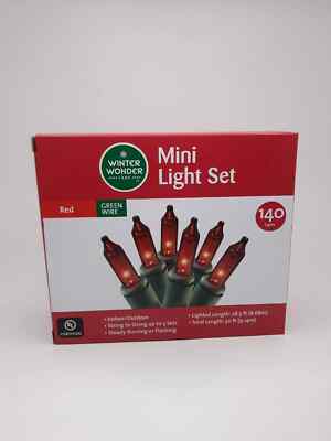 140 Lights Red String Lights Christmas Mini Light Set Lighted length 28 ...