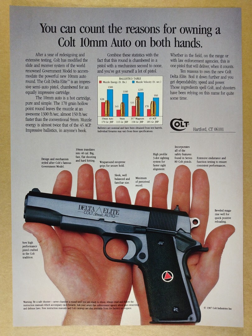 1988 Colt Delta Elite 10mm Pistol vintage print Ad | eBay