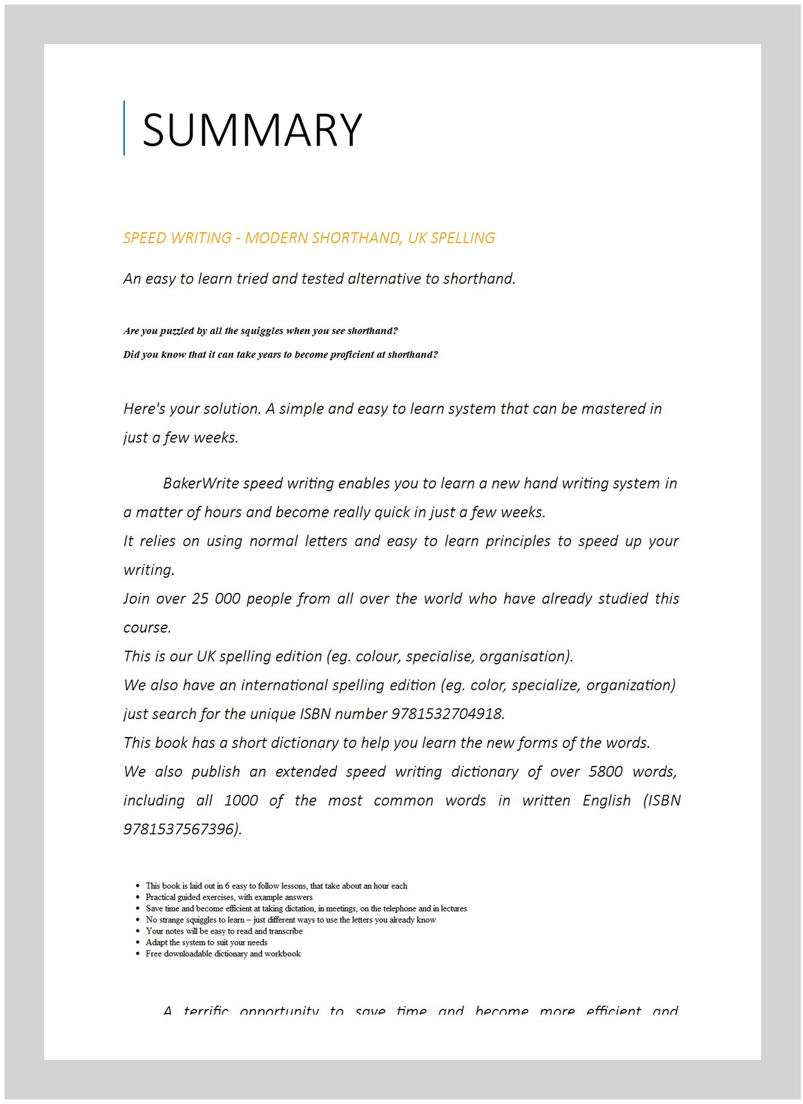 Speed Writing Modern Shorthand an Easy to Learn Note Taking System, UK ...