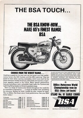 1965 BSA Lightning Motorcycle Original Print Ad | eBay