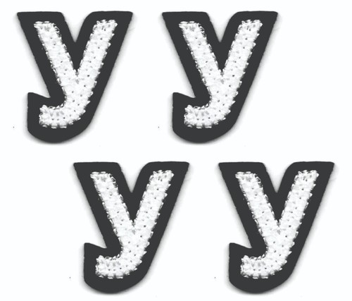 White Lowercase Letter Y Patch Black Outline Iron on Sew on (1" in) Lot ...