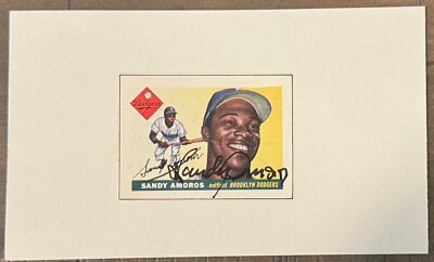 SANDY AMOROS SIGNED 3"X5" INDEX CARD BROOKLYN DODGERS AUTOGRAPH D 1992 ...