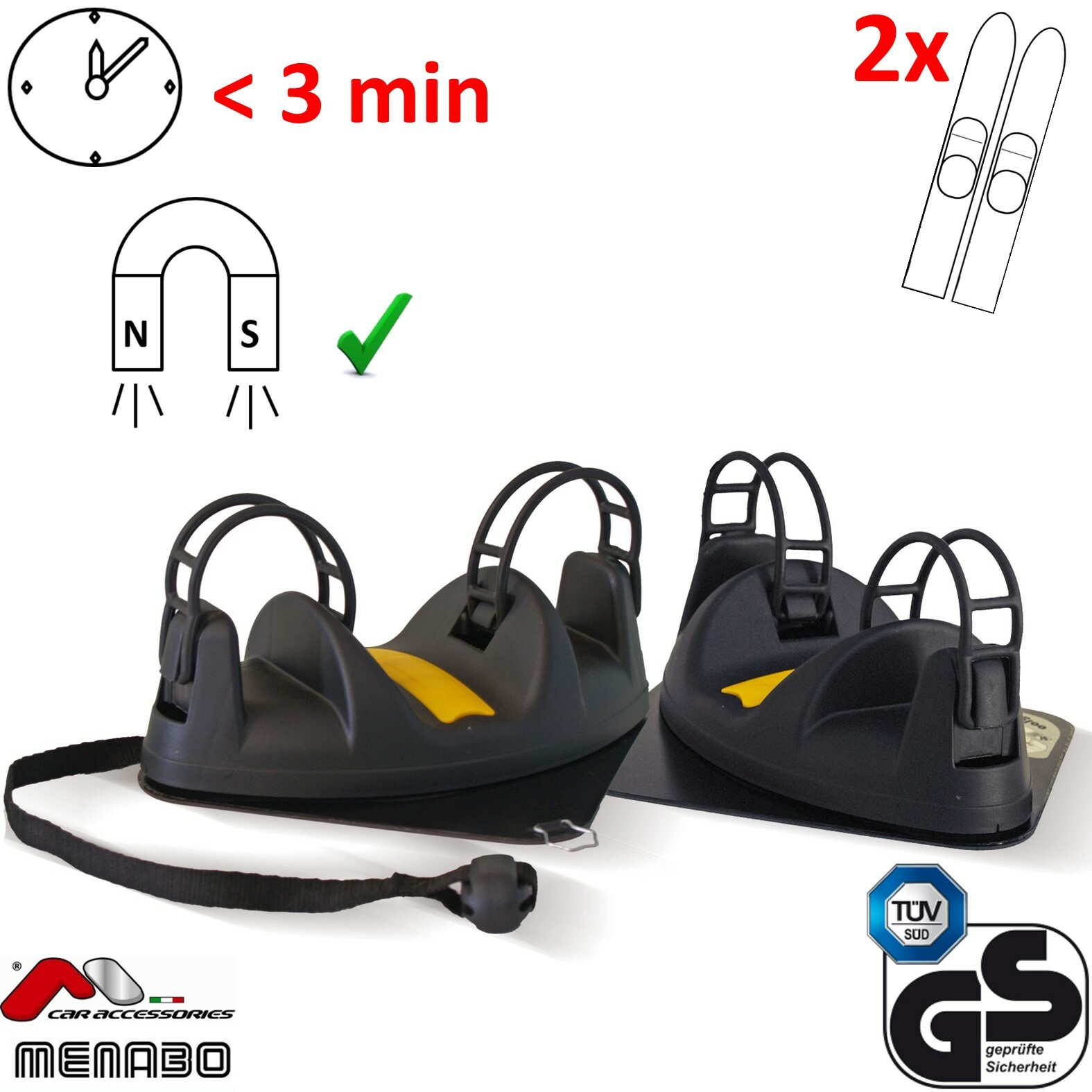 Magnetic Ski Carrier IGLOO From Menabo Ski Rack Roof Holder For 2 Pairs ...