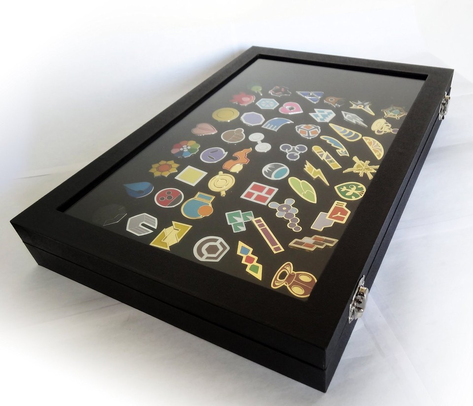 Poke Gym Badges with Glass Lid Display Showcase - Set of 50 Lapel Pin ...
