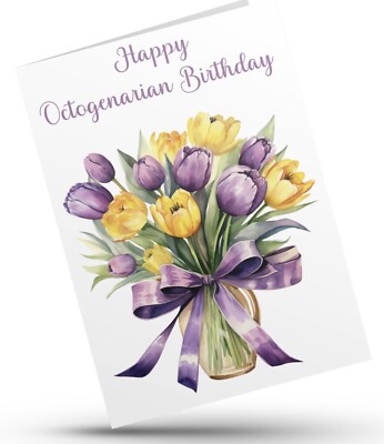 Personalised 80th Birthday Octogenarian Card Female Add Name Gran Nan ...