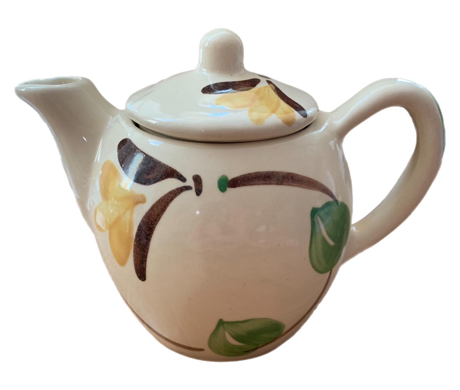 PURINTON Pottery Hand Painted Teapot YELLOW BLOSSOM IVY Pattern Planter ...