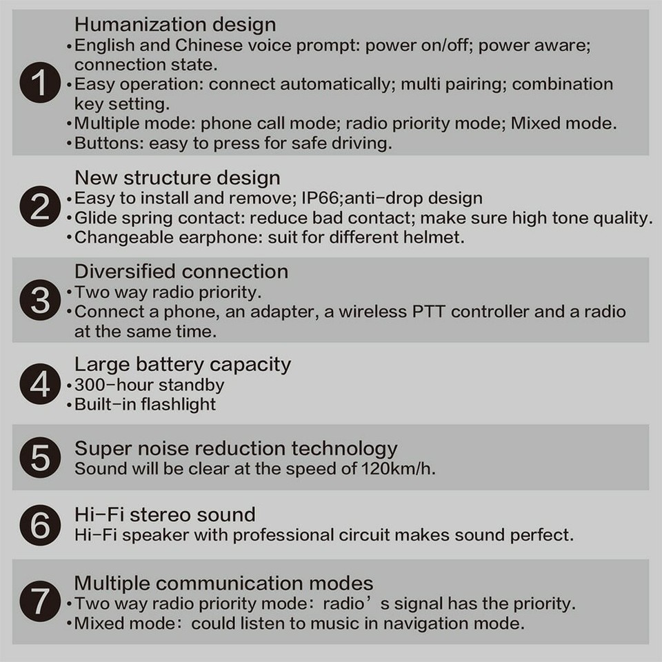 Handsfree Bluetooth PTT HB880 for Walkie Talkie Motorcycle Headset ...