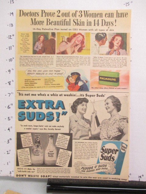 newspaper ad 1944 PALMOLIVE soap SUPER SUDS laundry detergent WWII ...