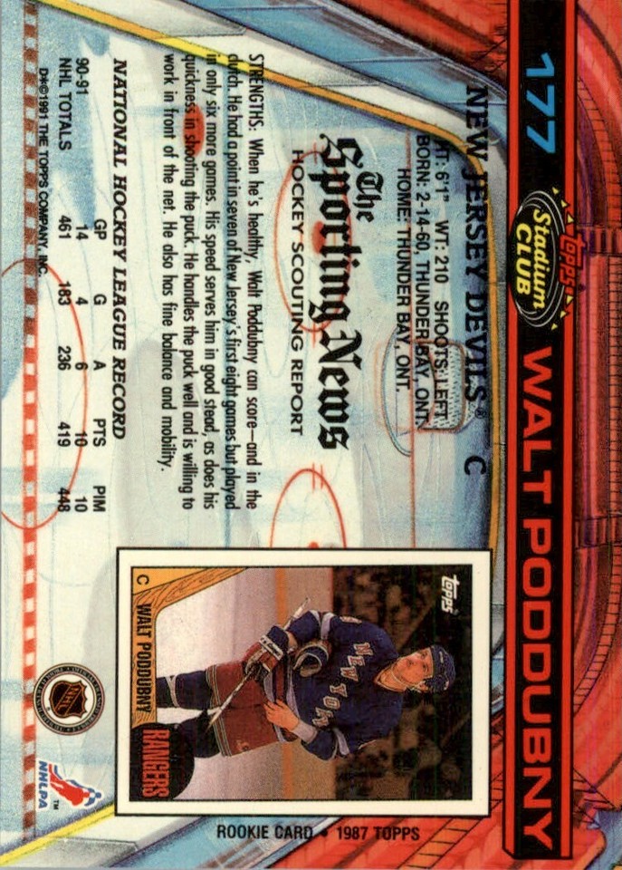 1991-92 Stadium Club NHL Walt Poddubny #177 | eBay
