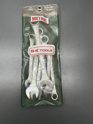 (e) VINTAGE NOS SK S-K TOOLS NO. 1807 7PC METRIC COMBO WRENCH SET 7 ...