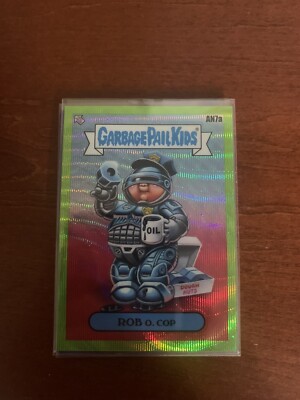 Rob O Cop 2021 An7a GPK Garbage Pail Kids Chrome 4 GREEN WAVE REFRACTOR ...