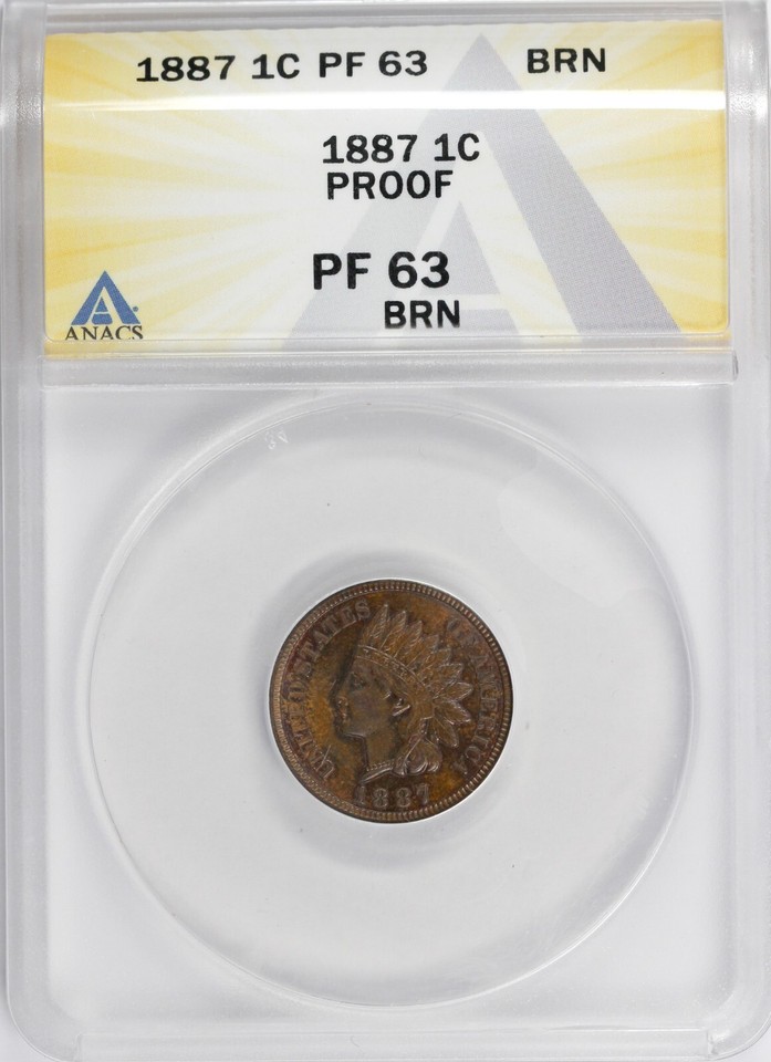 1887 1c Proof Indian Head Cent ANACS PR 63 BN | eBay