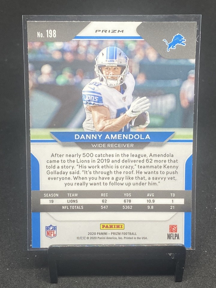 2020 Prizm Football Danny Amendola Red White and Blue Parallel SP Lions ...