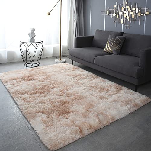 Ultra Soft Plush Fluffy Area Rugs 5x7 Feet Shag Rugs Tiedye 5x7 Beige ...